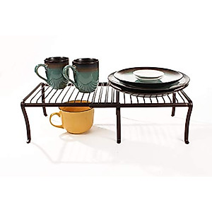 Spectrum Diversified Ashley Shelf Sturdy Steel Wire Storage Shelf & Cabinet Organizer, Expands to Fit Kitchen & Bathroom Cabinets, Rust-Resistant Finish, Bronze