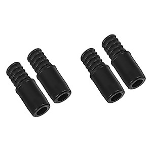 Outanaya 4 Pcs Broom Handle Threaded Tip Black Plastic Extension Pole Attachment an Fittings Handle Tips for Poles