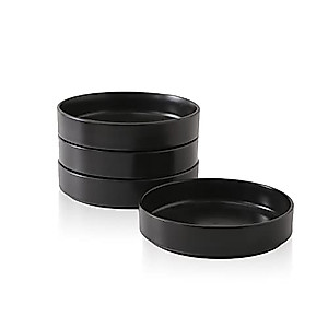 Stone Lain Celina Stoneware 4-Piece Round Pasta Bowl Set, Black