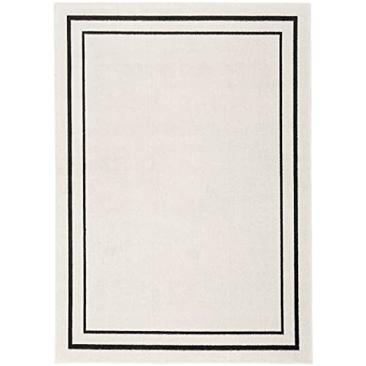 Nourison Essentials Indoor/Outdoor Ivory/Black 5' x 7' AreaRug, EasyCleaning, Non Shedding, Bed Room, Living Room, Dining Room, Backyard, Deck, Patio (5x7)