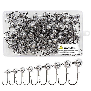 Lead Round Jig Head Soft Lure Fishing Bait Hook for Saltwater Freshwater - 2/25oz