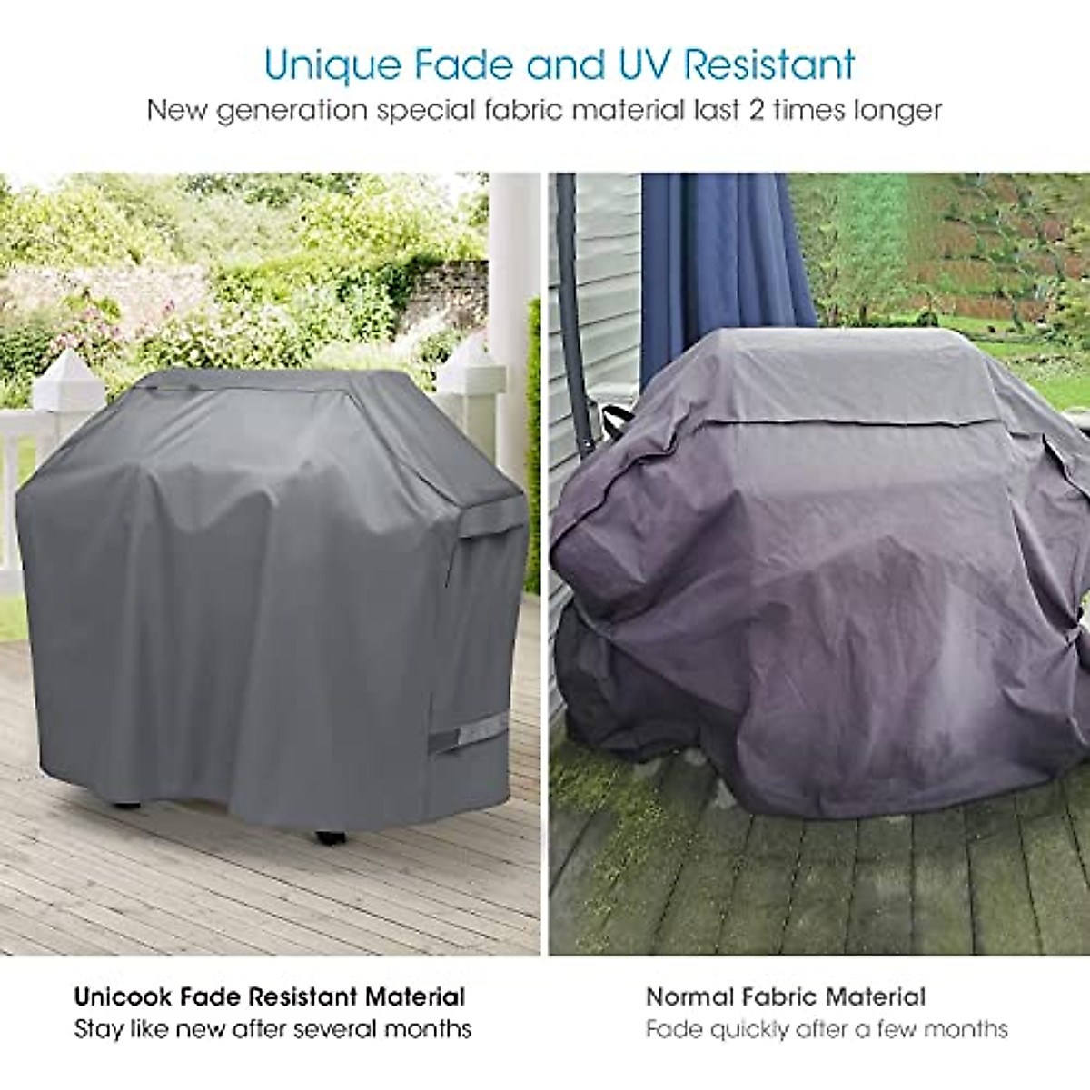 Unicook 60 Inch Grey Grill Cover and 32 Inch Round Fire Pit Cover Bundle