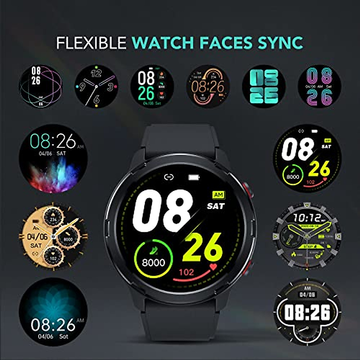 SKG V9C Smart Watch for Men Women, Smartwatch with GPS for Android & iPhone, Fitness Tracker with Heart Rate, SpO2, Sleep Monitor, IP68 Waterproof, Multi-Sports, Dials, Outdoor Compass, Ideal Gift