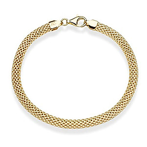 Miabella 18K Gold Over Sterling Silver Italian 5mm Mesh Link Chain Bracelet for Women, 925 Made in Italy (Length 7 Inches (Small))