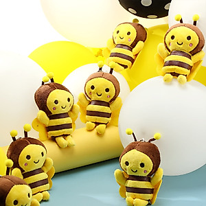 8 Pcs 5 Inch Stuffed Bees Plush Soft Bees Small Bee Stuffed Animal Realistic Cartoon Little Honey Bee Stuffed Toy Adorable Bee Doll for Bee Birthday Party Decorations DIY (Vivid Style)