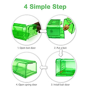 4 Pack Humane Mouse Trap, Live Mouse Catcher, No Kill Catch and Release Mouse Rodents Traps for Indoor and Outdoor