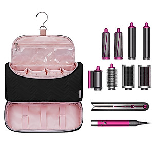 Leudes Travel Case for Dyson Air wrap Holder Hair Styler Organizer for Airwrap Attachments Portable Storage Bag with Hanging Hook (Bag Only) Black