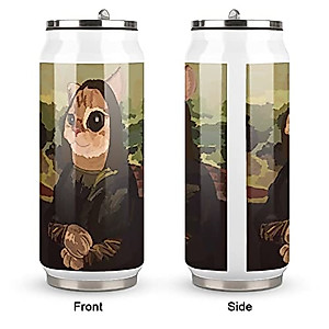 Desheze Water Bottle With Lids Straw Cat Oil Painting Insulated Stainless Steel Reusable Tumbler For Boys Girls 17oz