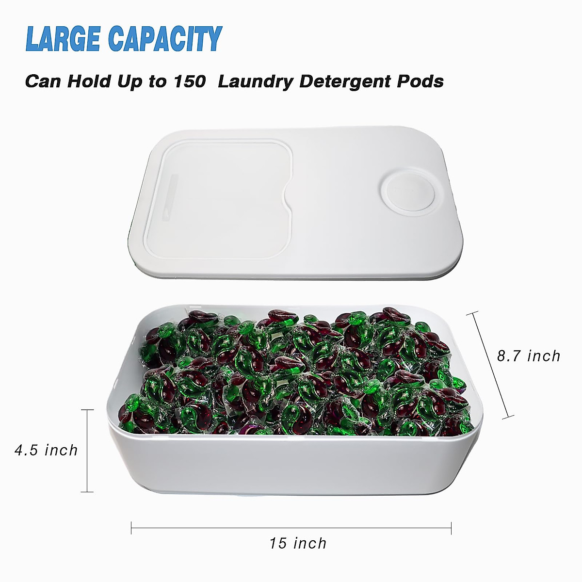 Gnjoyxuan Laundry Pods Container, Laundry Detergent Dispenser with Sliding Lid, Dishwasher Pod Container Holder for Laundry Organization and Storage, Large