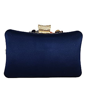 Boutique De FGG Evening Clutch Bag for Women Floral Evening Bags Wedding Party Chain Shoulder handbags Flower Clutch Purse (Blue#0796)