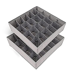 losensild Sock Underwear Closet Cabinet Organizer Drawer Divider Foldable Cloth Drawer Organizer Storage Boxes Divider Baskets for Storing Socks Underwear Ties Handkerchiefs Belts (24+24 Cell, Gray)