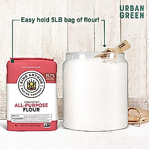 Urban Green Glass Jar with Bamboo Lid, Large Glass Food Storage Jar with Airtight Lid,1 gallon, Large Size Glass Food Storage Container, Flour Container, Kitchen Storage Jars for Candy, Cookie