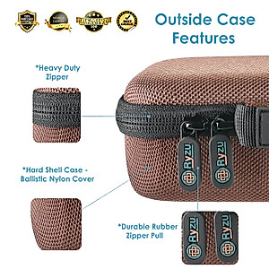 Ryzu Stethoscope Brown Hard Case - Dual Mesh Pockets – Velvet Lining - Durable - Compatible with Littmann and Most Brands
