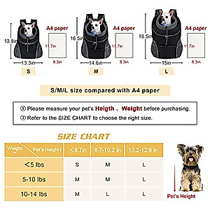 WOYYHO Pet Dog Carrier Backpack Puppy Dog Travel Carrier Front Pack Breathable Head-Out Backpack Carrier for Small Dogs Cats Rabbits (M (up to 10 lbs), Black)