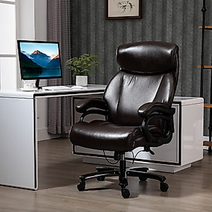 Vinsetto Big and Tall Executive Office Chair 396lbs with Wide Seat, Home High Back PU Leather Chair with Adjustable Height, Swivel Wheels, Brown