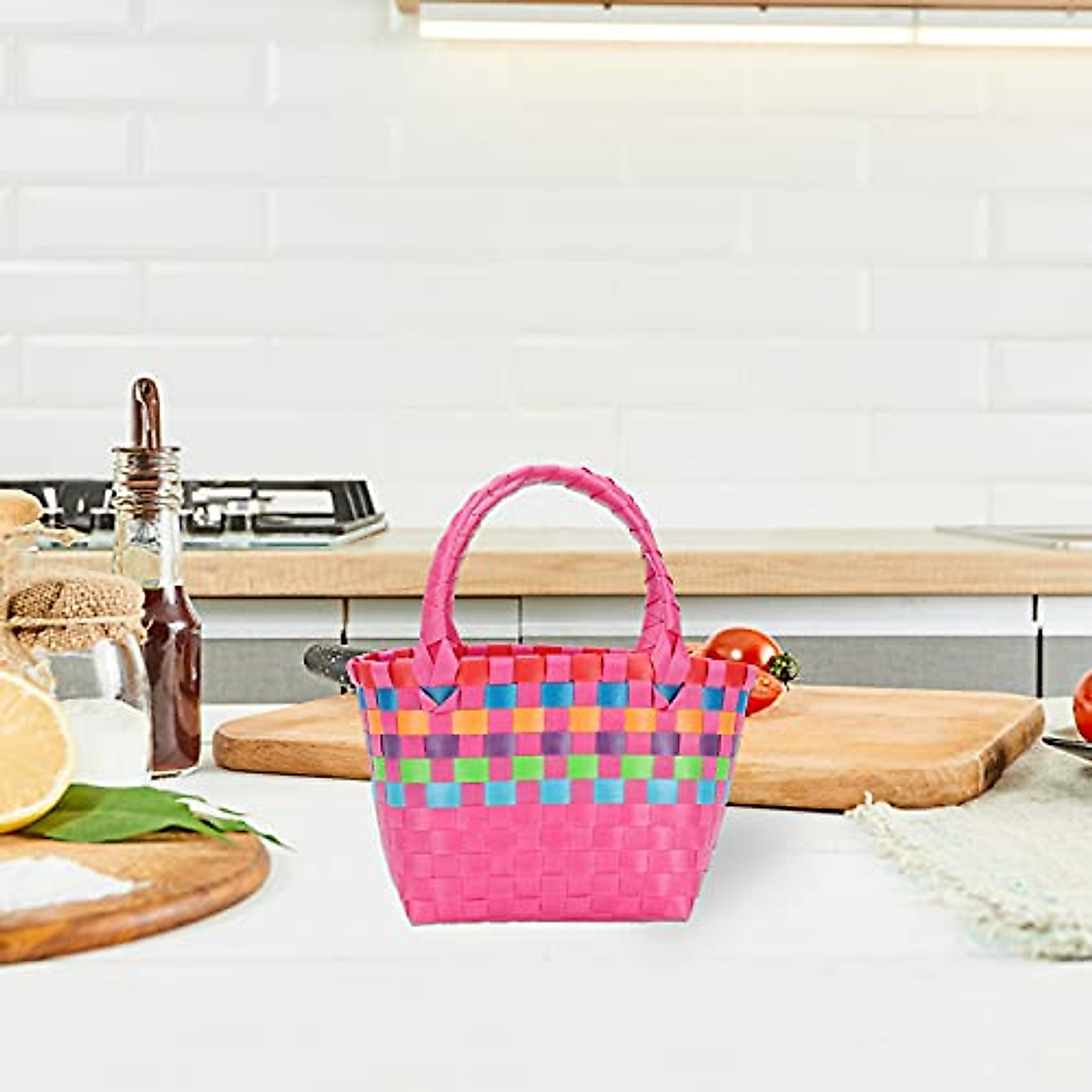 Cabilock Wicker Storage Basket Hand Woven Storage plastic shopping bag plastic baskets containers women beach bag Basket Beach Woven Baskets