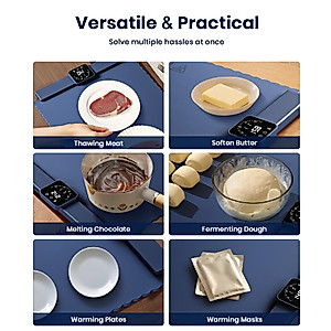 Relixcozy Food Warming Mat for Food, Electric Warming Tray with 5 Temp-Settings to Keep Food Warm at Party, Foldable Heating Pad for Food – Easy Storage, Silicone Food Warming Pad, Easy to Clean