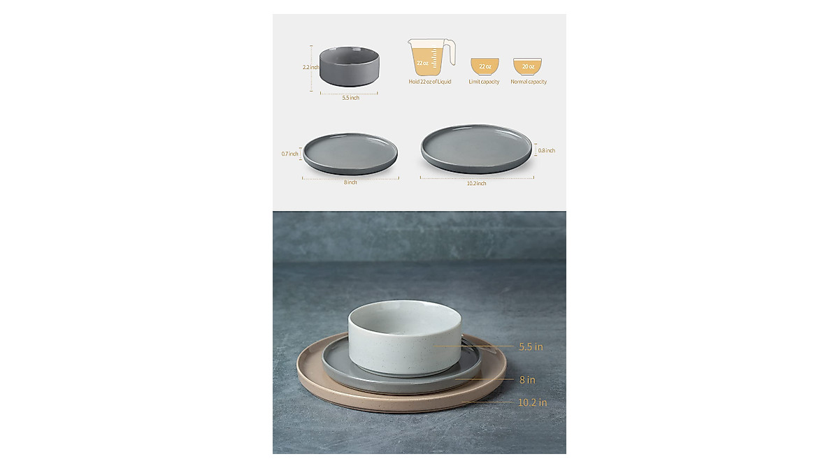 Famiware Nebula Plates and Bowls Set, 12 Pieces Dinnerware Sets, Dishes ...