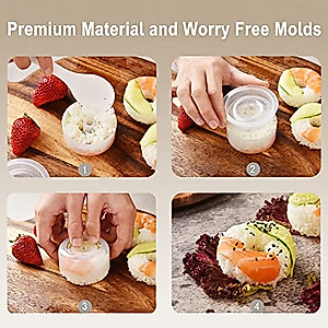 Spam Musubi Mold Rice Ball Maker Onigiri Kit - 7 Pcs Onigiri Mold Set with Luncheon Meat Cheese Egg Butter Cutter Slicer and Rice Paddle - Easy To Use Premium Quality Rice Mold Maker