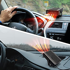 Car Heater, 12V Winter Car Air Heating Fan, Portable 150W Car Windshield Defroster Anti-Fog Defogger, 360 Degree Portable Car Fans (Black)