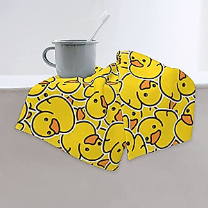 Cute Duck Bath Hand Towels Duck Pattern Face Towel Breathable Dish Towels for Bathroom Kitchen Yoga Spa Gym Beach Use