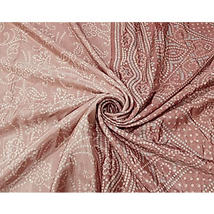 Peegli Vintage Bandhani Printed Saree Pink Recycled Fabric Silk Blend DIY Craft Sari