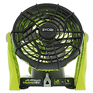 Ryobi P3320 18 Volt Hybrid One+ Battery or AC Powered Adjustable Indoor / Outdoor Shop Fan (Battery and Extension Cord Not Included / Fan Only)