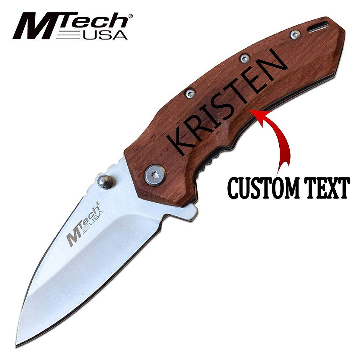 Personalized ELK Ridge and M Tech Knife For Groomsman, wedding,Father's Day Gift, Engraved With Your Personalizations, Design Your Own (MT-A1158BR)