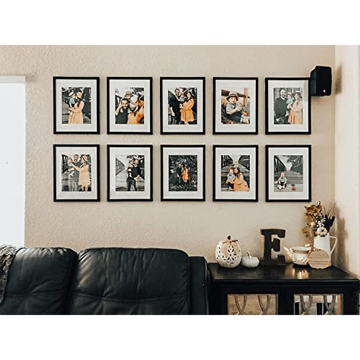 upsimples 8x10 Picture Frame Set of 5,Display Pictures 5x7 with Mat or 8x10 Without Mat,Wall Gallery Photo Frames, Black