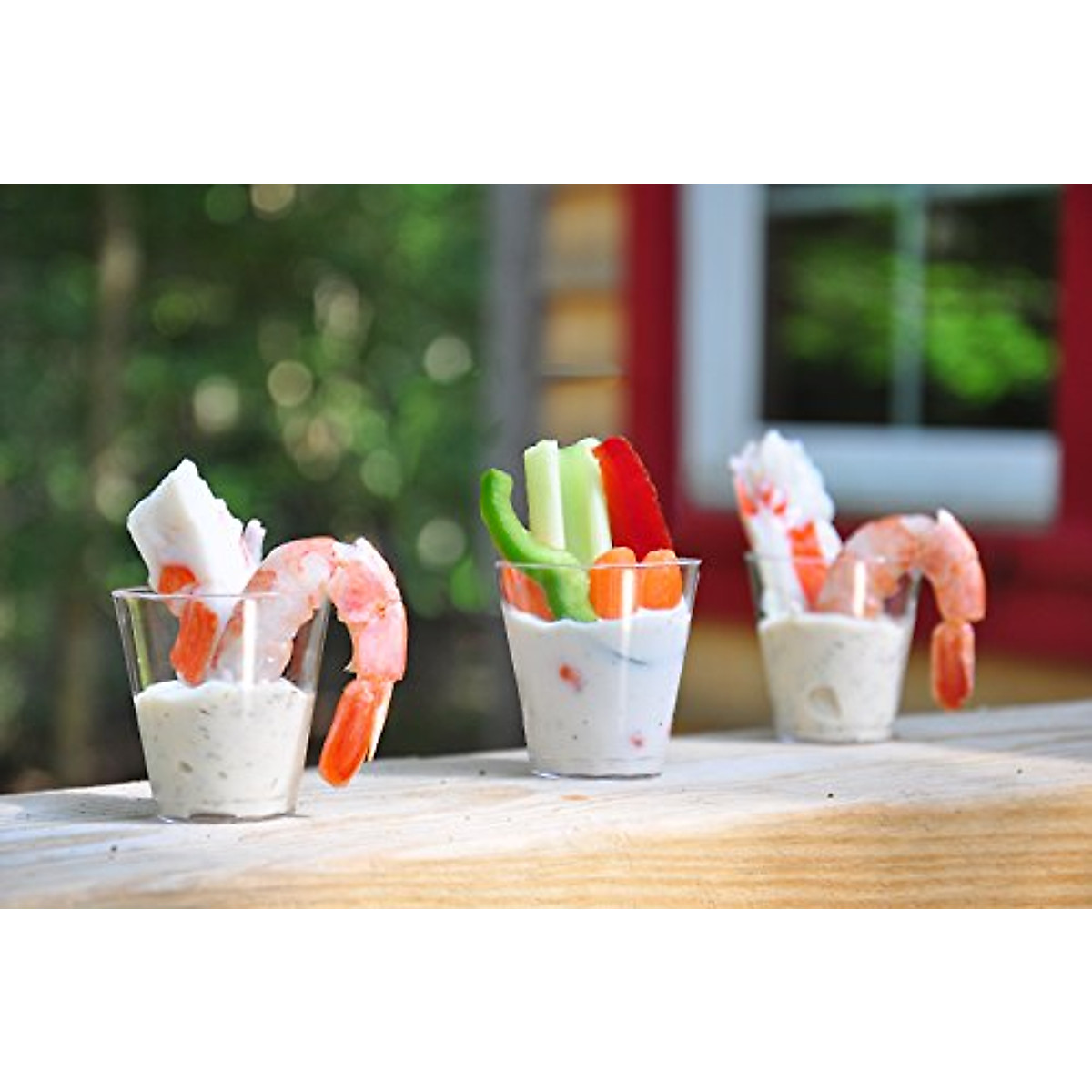 100 Shot Glasses Premium 2oz Clear Plastic Disposable Cups, Perfect Container for Jello Shots, Condiments, Tasting, Sauce, Dipping, Samples