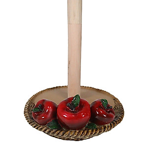 Ebros Gift Fresh Wipes Crisp Red Apples Harvest Basket Paper Towel Holder Figurine Dispenser for Rustic Country Kitchen Decor Old Fashioned Table Decorations