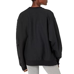 Champion Plus Size Reverse Weave Crewneck, Pullover Sweatshirts for Women, Black Left Chest C, 1X