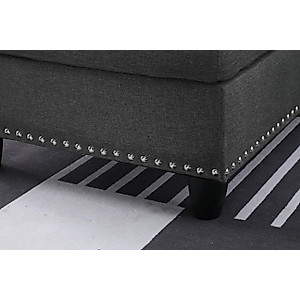 FANYE L-Shaped Sectional Sofa with Right Chaise & Nailhead Decor,Modern Faux Leather Tufted Upholstered Corner Sofa&Couch W/Cup Holders and Storage Ottoman for Home Apartment Office Living Room