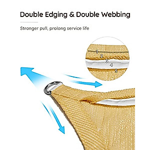 Quictent 12x12x12ft Fire-Retardant Sun Shade Sail Triangle 185G HDPE Canopy with Hardware Kit 98% UV Block for Outdoor Patio Garden (Sand)