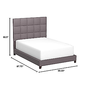 Signature Design by Ashley Dolante Modern Upholstered Square Tufted Platform Bed, Queen, Gray