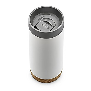 Ello Cole 16oz Vacuum Insulated Travel Coffee Mug with Leak-Proof Slider Lid and Built-in Coaster, Keeps Hot for 5 Hours, Perfect for Coffee or Tea, BPA-Free Tumbler, Grey