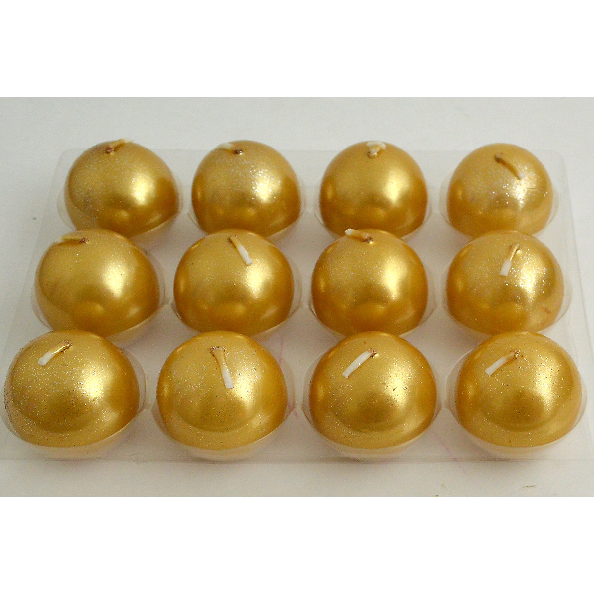 Biedermann & Sons Metallic Ball Candles, Box of 12, Gold, 1.5-Inch Diameter