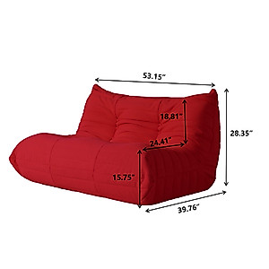 WJShome Lazy Floor Sofa, Minimalist Couches, 53 inch Soft Teddy Velvet LoveSeat Sofa, Tatami Sofa, Fireside Chair, Corner Relax Couch for Living Room Bedroom Salon Office Floor Lounge(2 Seat, Red)