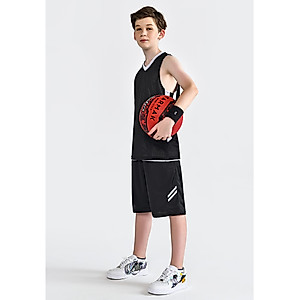 Youth Boys Reversible Mesh Performance Athletic Basketball Jerseys Blank Team Uniforms for Sports Scrimmage (1 Piece) (Blk/Wht, Youth XX-Large)