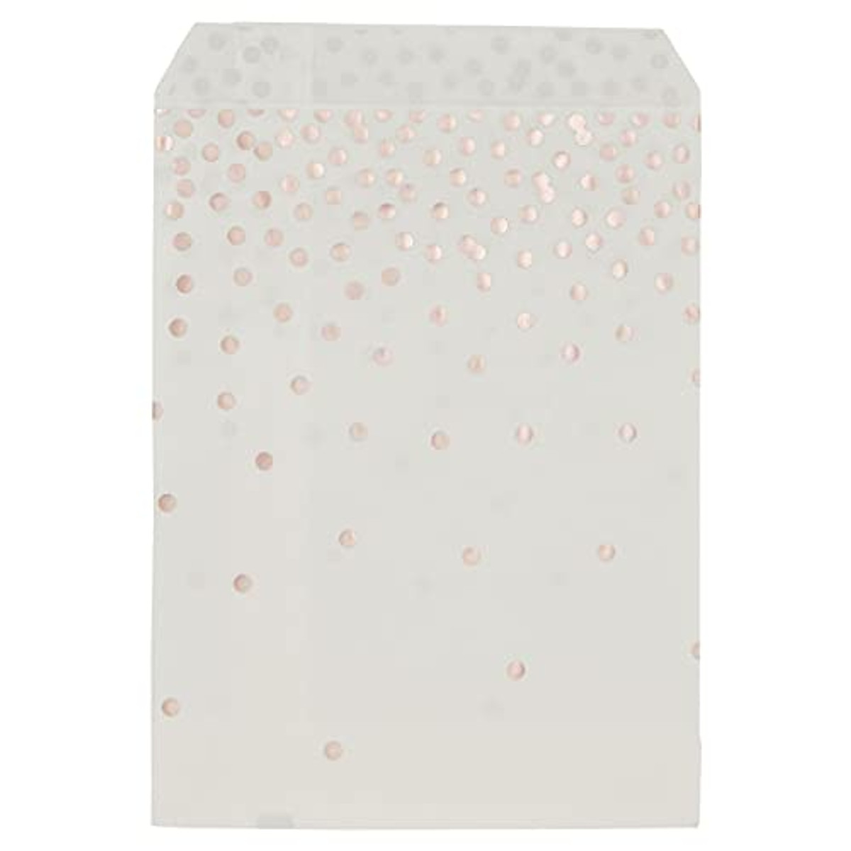 100 Pack Paper Treat Bags for Cookies, Popcorn, Candy Party Favors (2 Rose Gold Foil Designs)