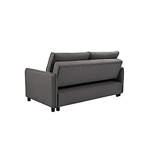 Verfur Sofa 3 in 1 Convertible Sleeper Loveseat Sofabed, Futon Couch with Pullout Bed, 2 Seater Small Love Seat Lounge with Reclining Backrest, Living Room Furniture for Home Office, Grey Queen Size