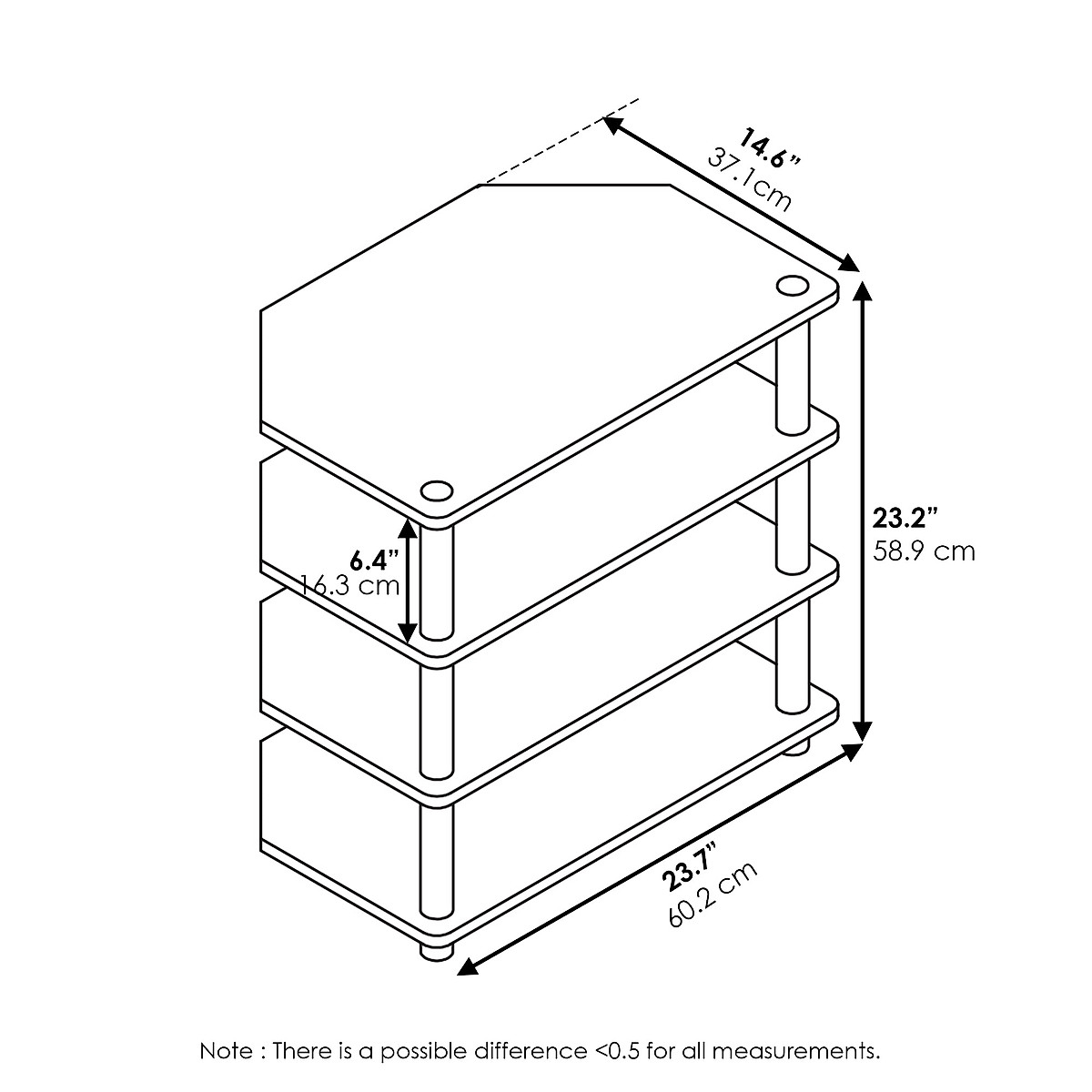 Furinno Turn-N-Tube Easy Assembly 4-Tier Petite Entertainment Center / TV Stand / TV Unit / TV Desk, Stainless Steel, Americano/Chrome