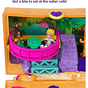 Polly Pocket Playset, Travel Toy with 2 Micro Dolls, Pet Sloths & Surprise Accessories, Jungle Safari Compact