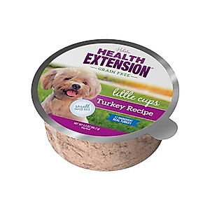 Health Extension Little Cups Grain-Free Wet Dog Food, Small Breed - Turkey 3.5 oz - Complete & Balanced, Easy to Digest, Ideal for Picky Eaters (Case of 12 Cups)