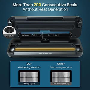 Vacuum Sealer Machine, 80Kpa Food Vacuum Sealer Machine with Double Pump, Dry,/Moist, Pulse Mode, Handle Locked Design, LED Indicator Light & Cutter,12MM Widened Heating Strip