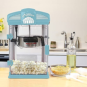 West Bend Stir Crazy Movie Theater Popcorn Popper, Gourmet Popcorn Maker Machine with Nonstick Popcorn Kettle, Measuring Tool and Popcorn Scoop for Popcorn Machine, 4 Qt., Blue