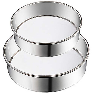 2 Pack Flour Sifter,Stainless Steel Fine Mesh Strainers Flour Sieve,60 Mesh Round Sifter for Baking Cake Bread (6-Inch and 8-Inch)