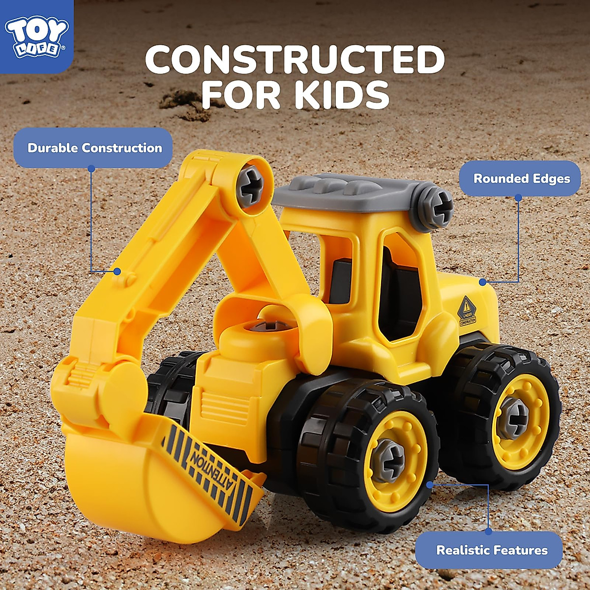 TOY Life Constructions Toys Vehicles Trucks Take Apart Toys Sandbox Toys Trucks Set Excavators Building Car Toys with Drills - Best Gifts Truck Toys for Boys Kids Toddlers 3 4 5 6 7 8 Years Old