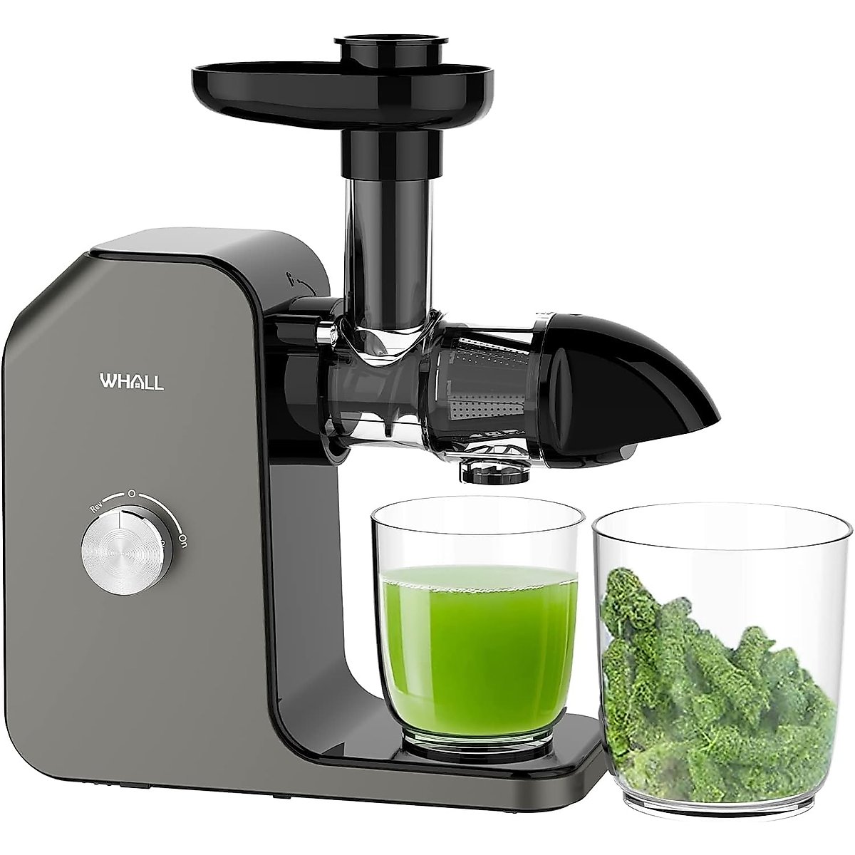 whall Slow Juicer, Masticating Juicer, Celery Juicer Machines, Cold Press Juicer Machines Vegetable and Fruit, Juicers with Quiet Motor & Reverse Function, Easy to Clean with Brush,Grey, ZM1512-C