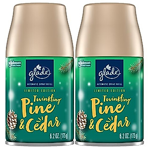 Glade Automatic Spray Refill, Air Freshener for Home and Bathroom, Twinkling Pine & Cedar, Limited Edition Scent, 6.2 Oz, 2 Count